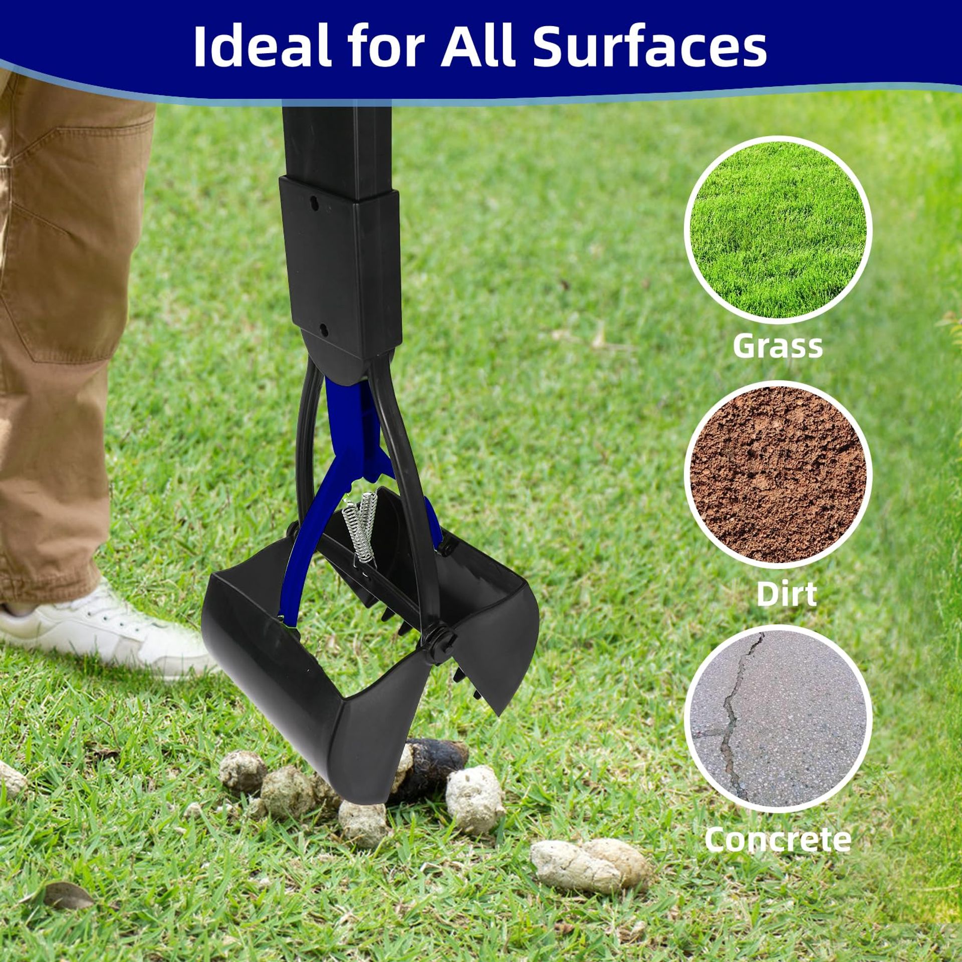 80cm Pet Pooper Scooper With Long Handle, Foldable Design & Strong Spring