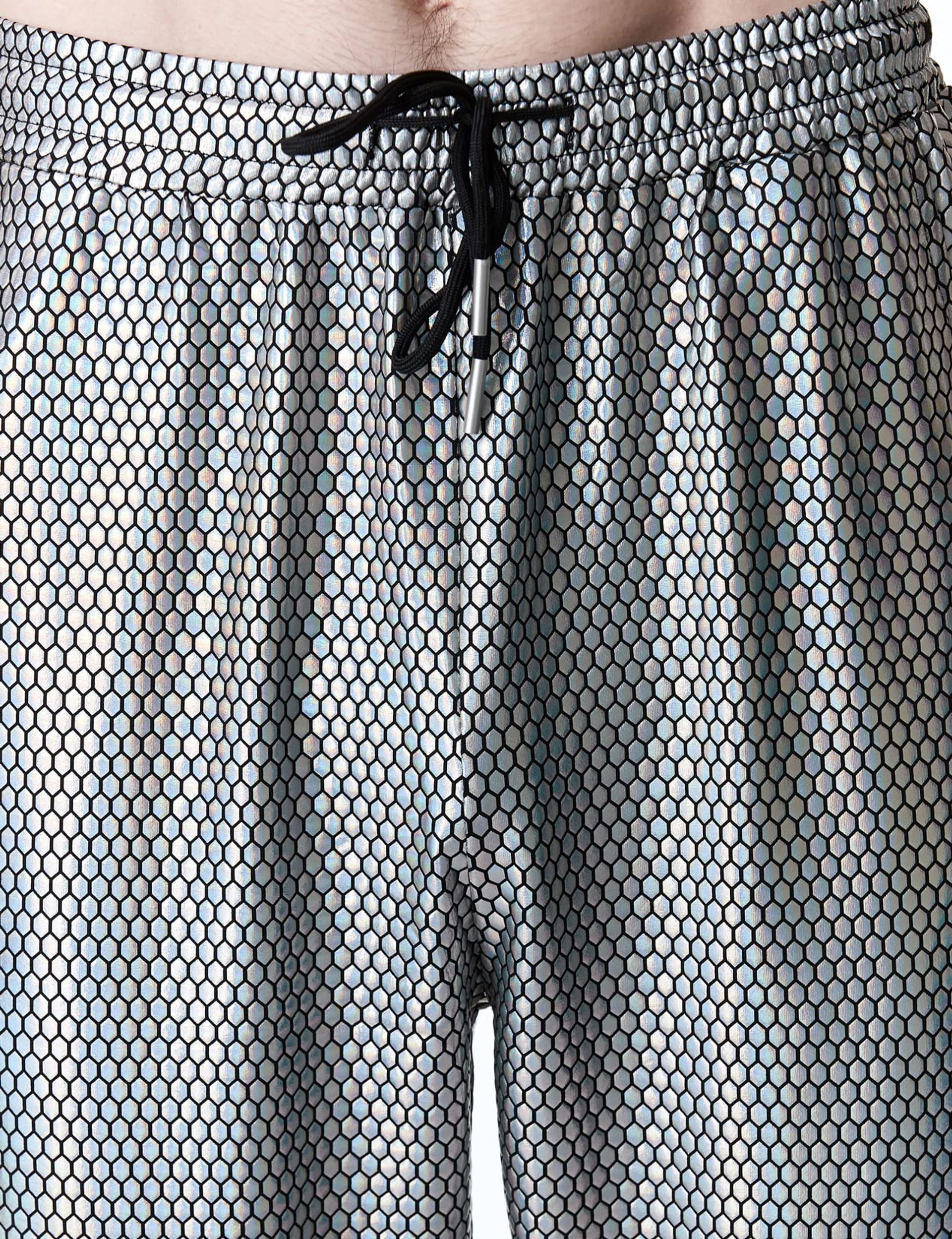 Men'S Metallic Shiny Jogger Sweatpants 70s Disco Party Rockstar Elastic S