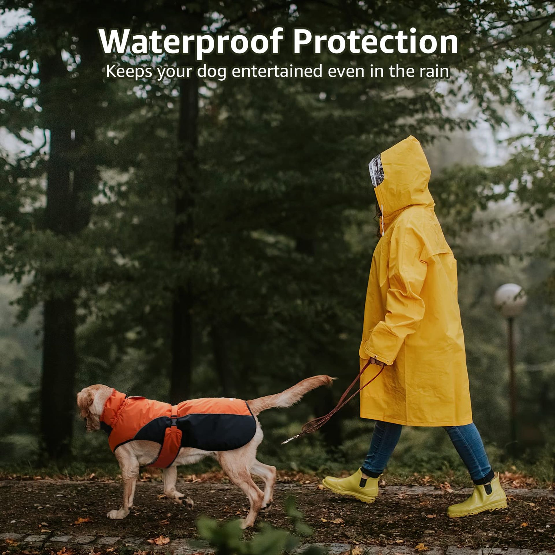Dog Coat Warm Jacket Waterproof With Harness Hole Reflective Straps Cotto