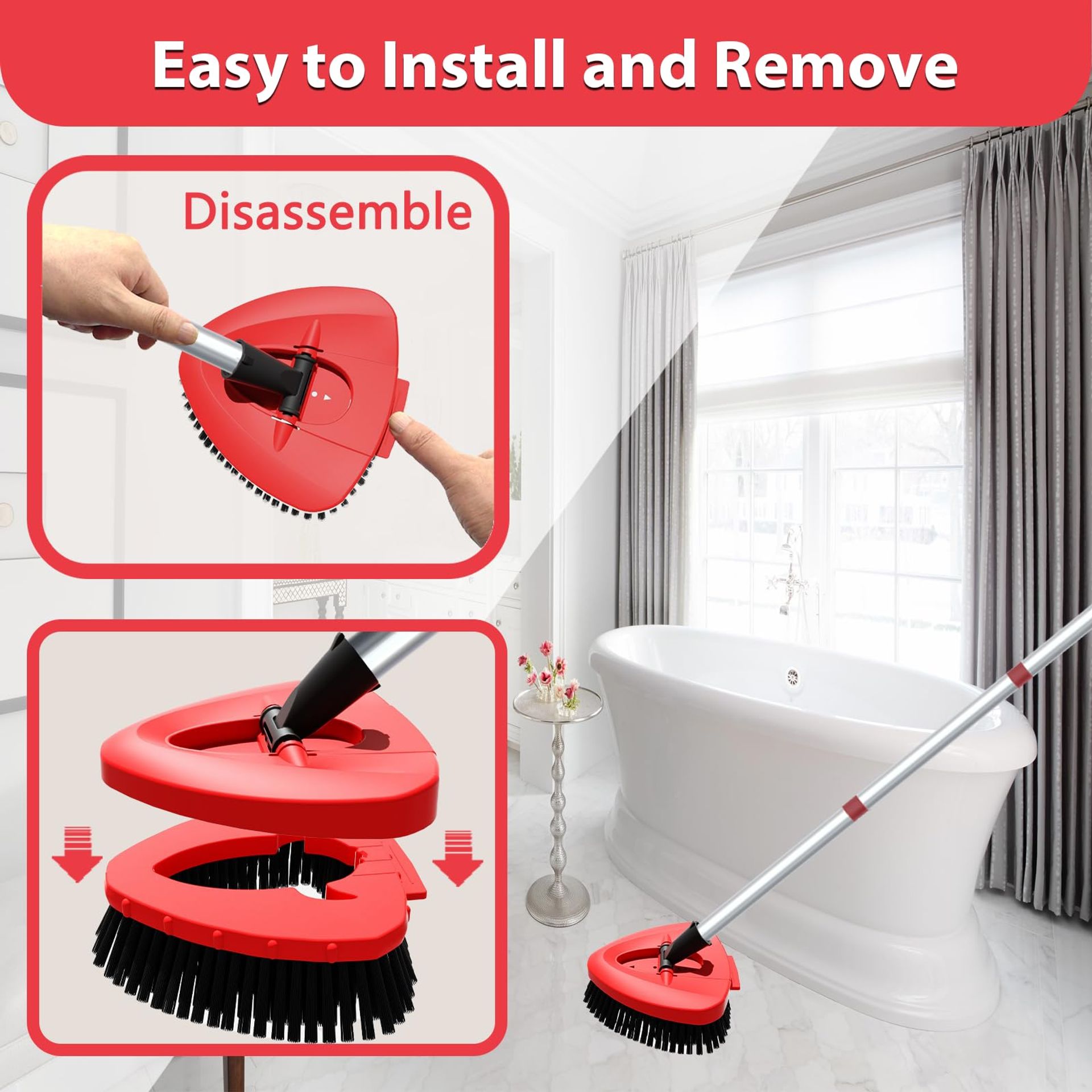 2 Pack Spin Mop Scrubber Head Replacement For Vileda Turbo - Stiff Bristl