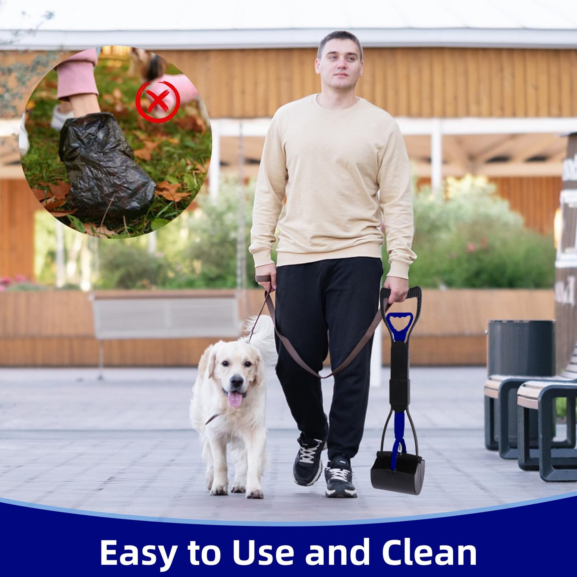 80cm Pet Pooper Scooper With Long Handle, Foldable Design & Strong Spring