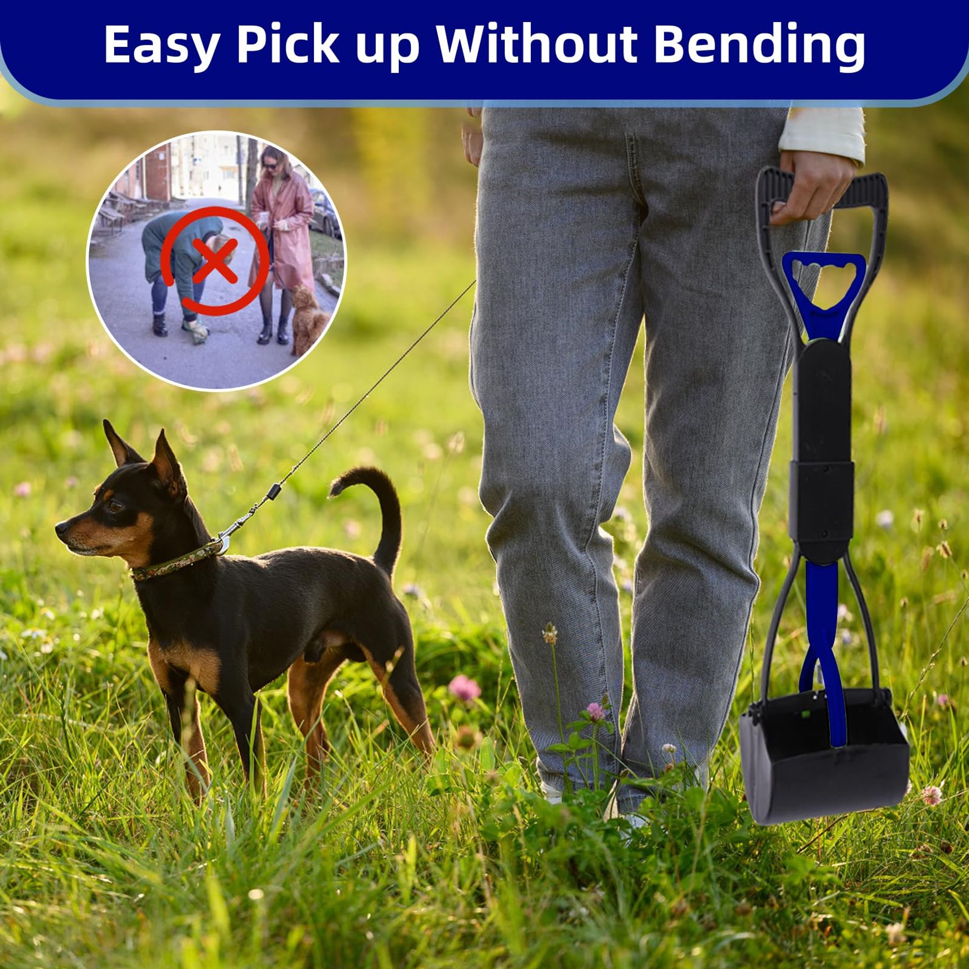 80cm Pet Pooper Scooper With Long Handle, Foldable Design & Strong Spring