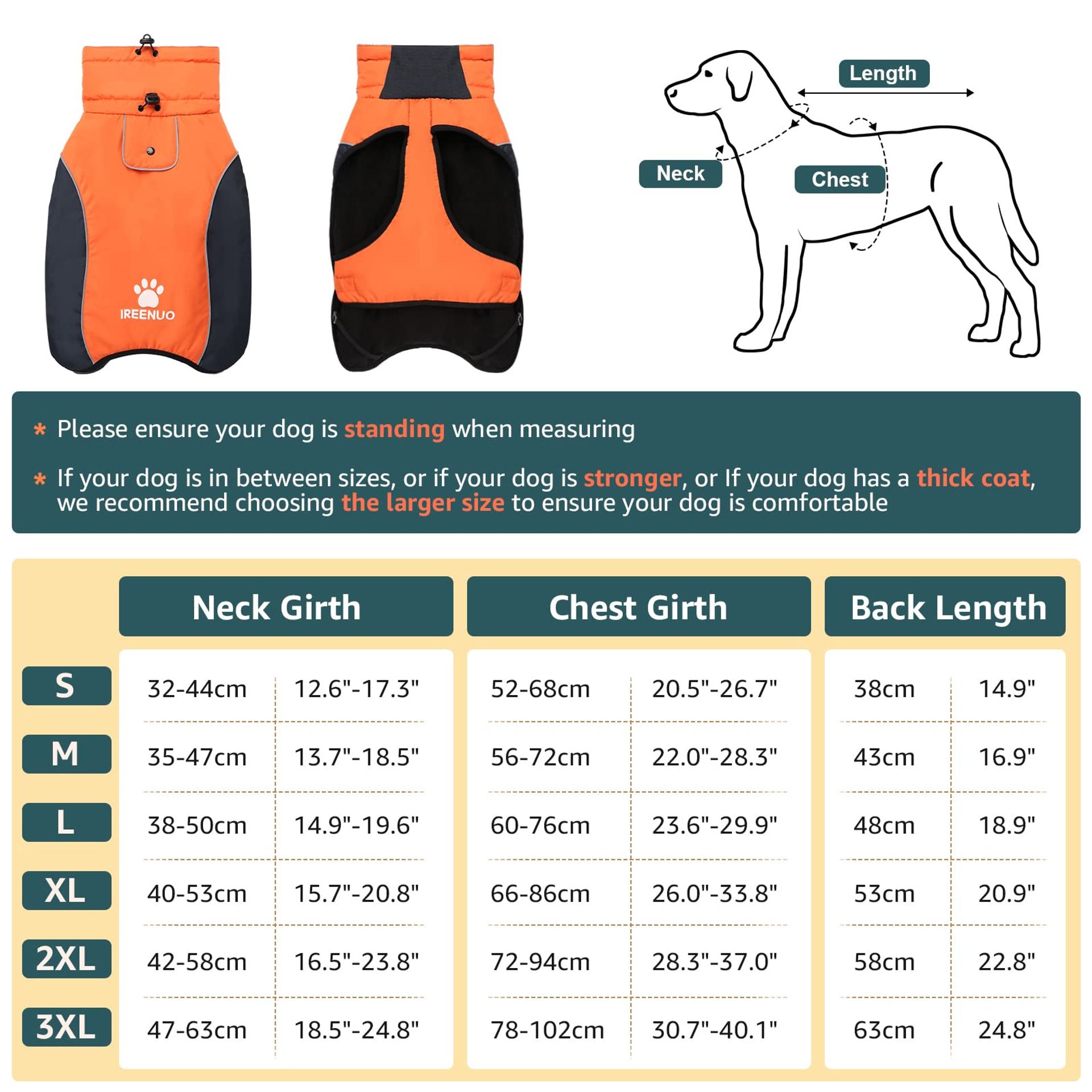 Dog Coat Warm Jacket Waterproof With Harness Hole Reflective Straps Cotto