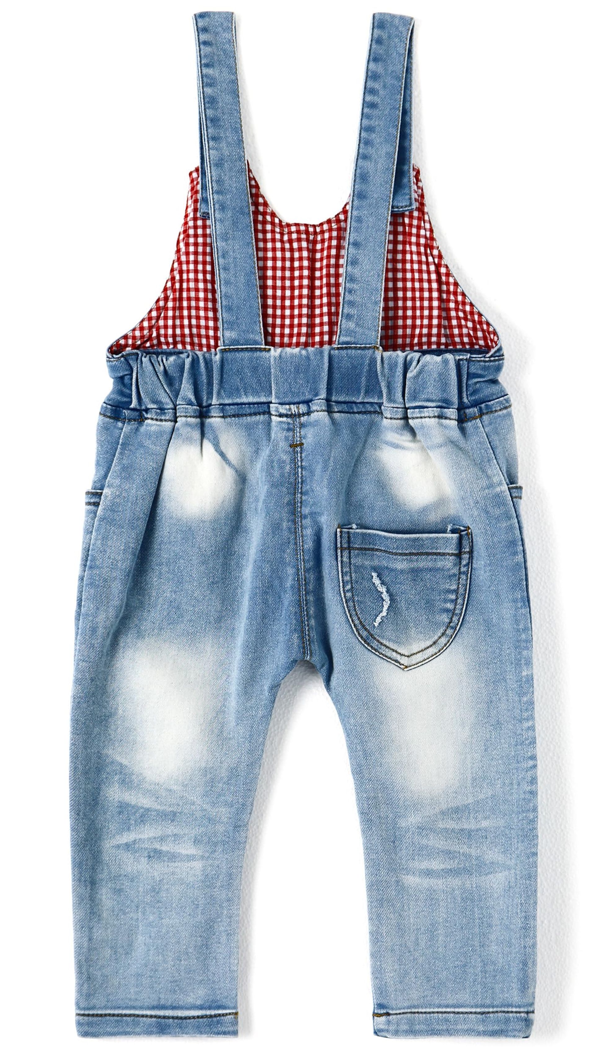 Baby & Little Girls Denim Overalls Classic Jean Dungarees Adjustable Stra