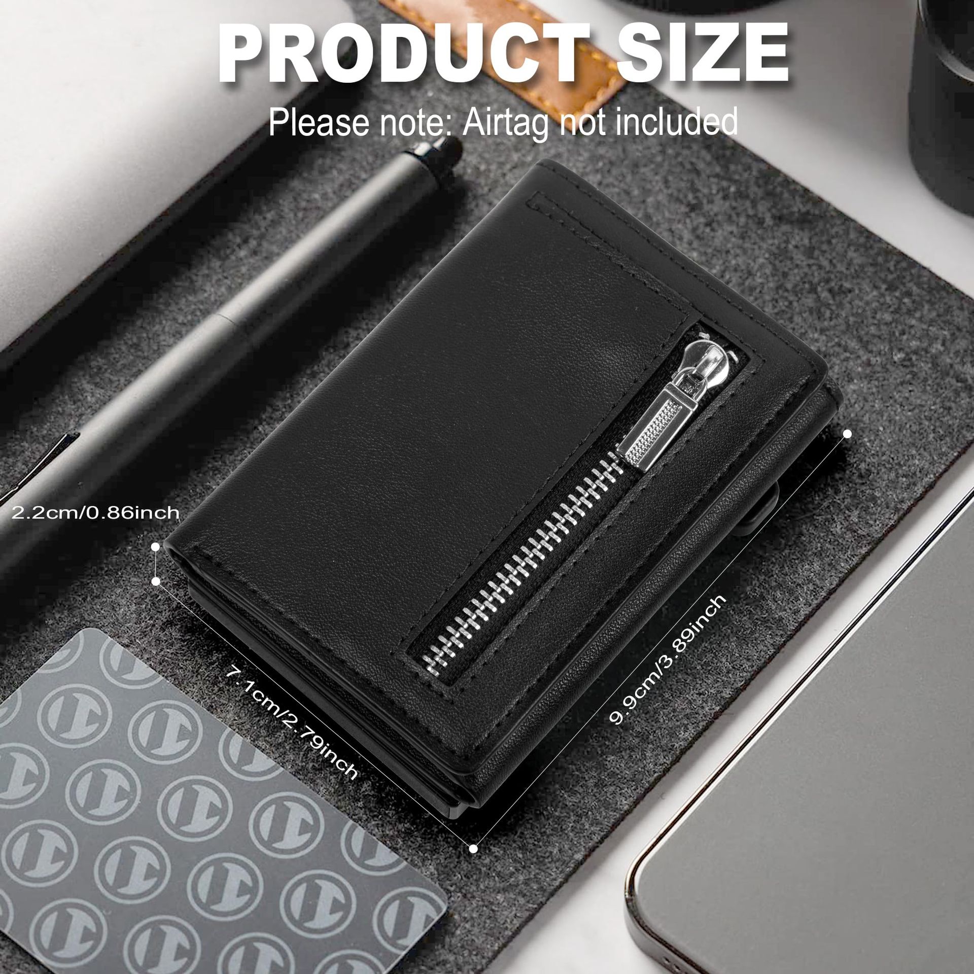 Men'S RFID Blocking Wallet Compact Card Holder With Coin Pocket & ID Wind