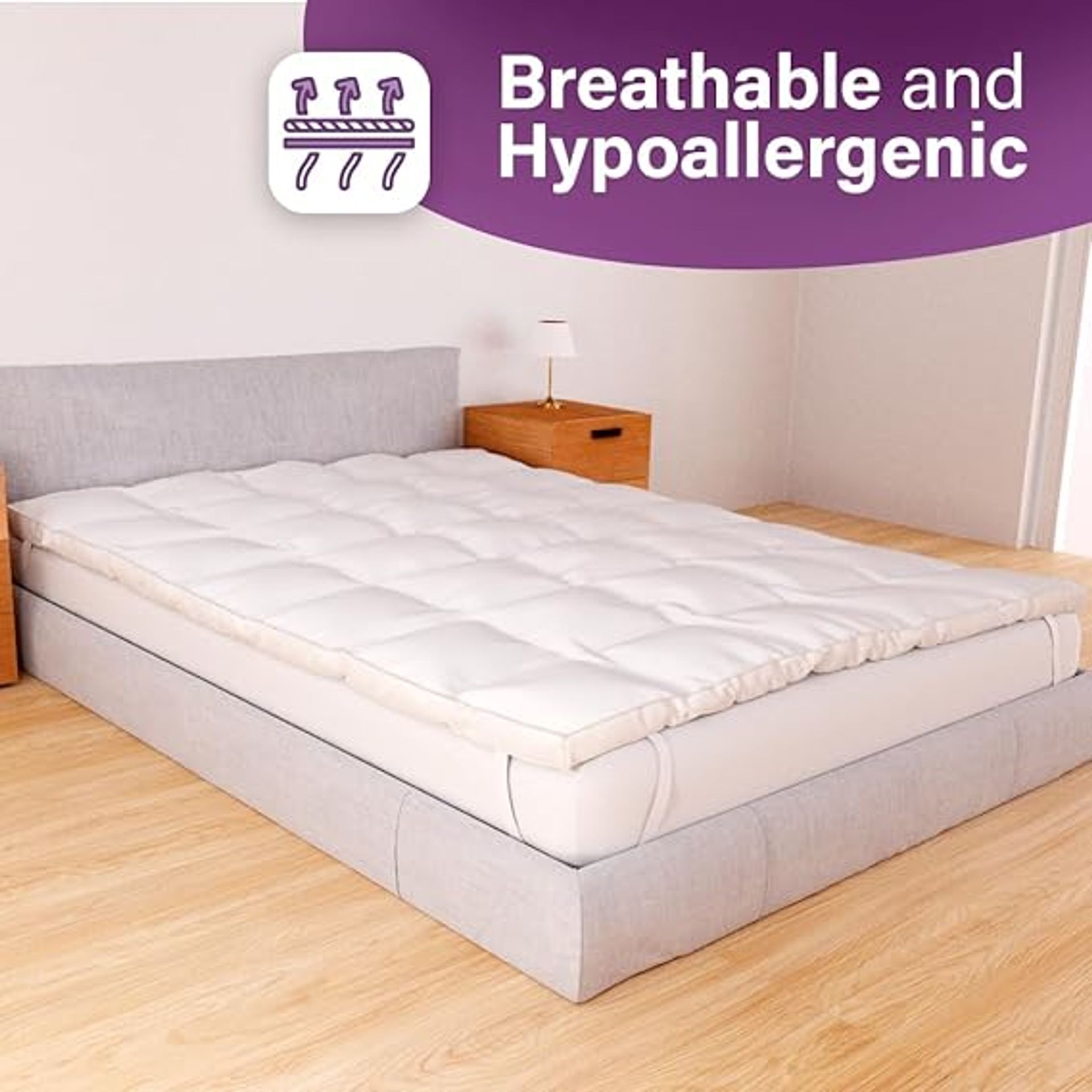 Emma Microfiber Mattress Topper - Single, White | Ultimate Comfort & Temp