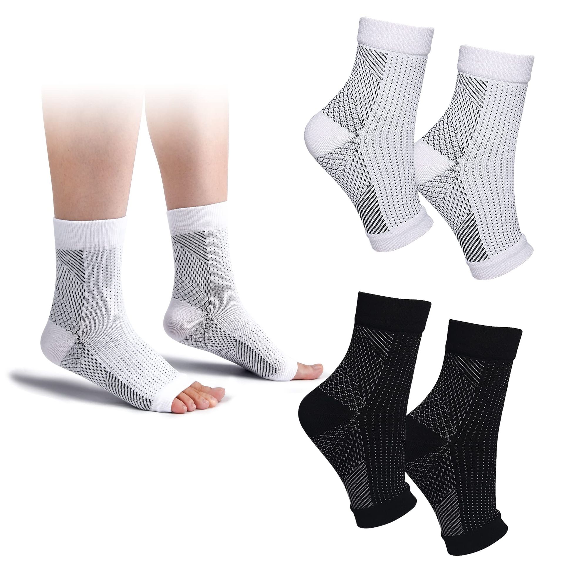 4 Pairs Compression Socks For Neuropathy & Plantar Fasciitis Pain Relief,
